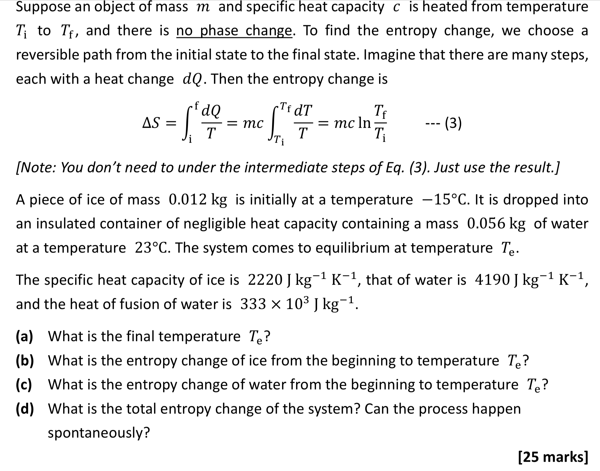 Solved Suppose an ﻿object of ﻿mass m ﻿and specific heat | Chegg.com