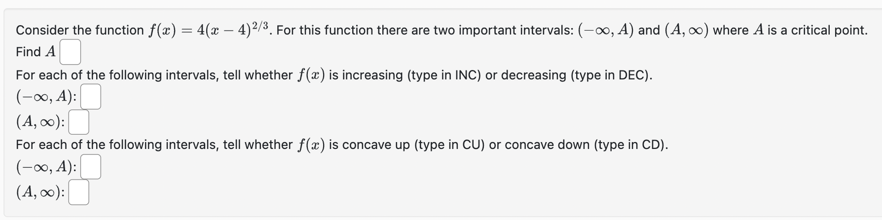 Solved Consider the function f(x)=4(x-4)23. ﻿For this | Chegg.com