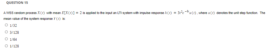 Solved A WSS random process X(t) with mean E[X(t)]=2 is | Chegg.com