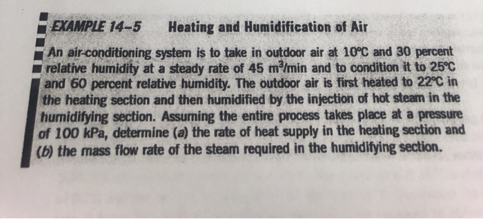 Solved -EXAMPLE 14-5 Heating and Homidification of Air An | Chegg.com