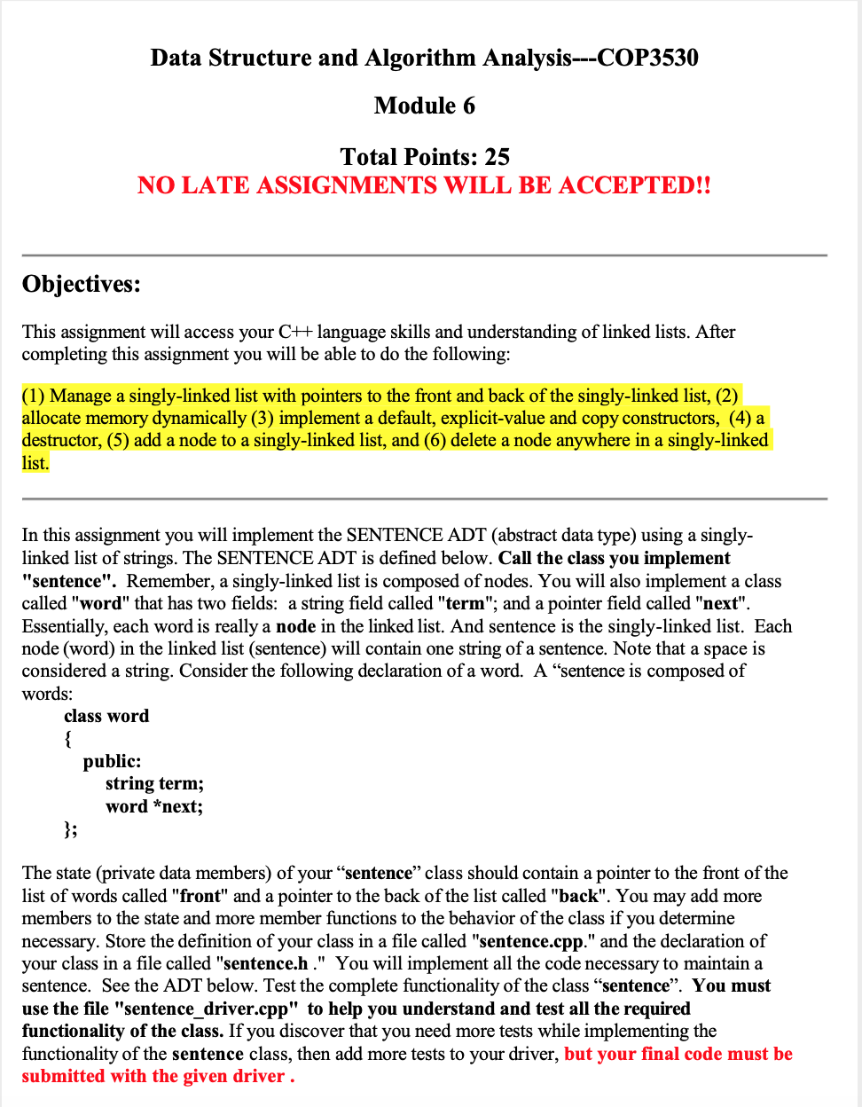 Data Structure and Algorithm Analysis---COP3530 | Chegg.com