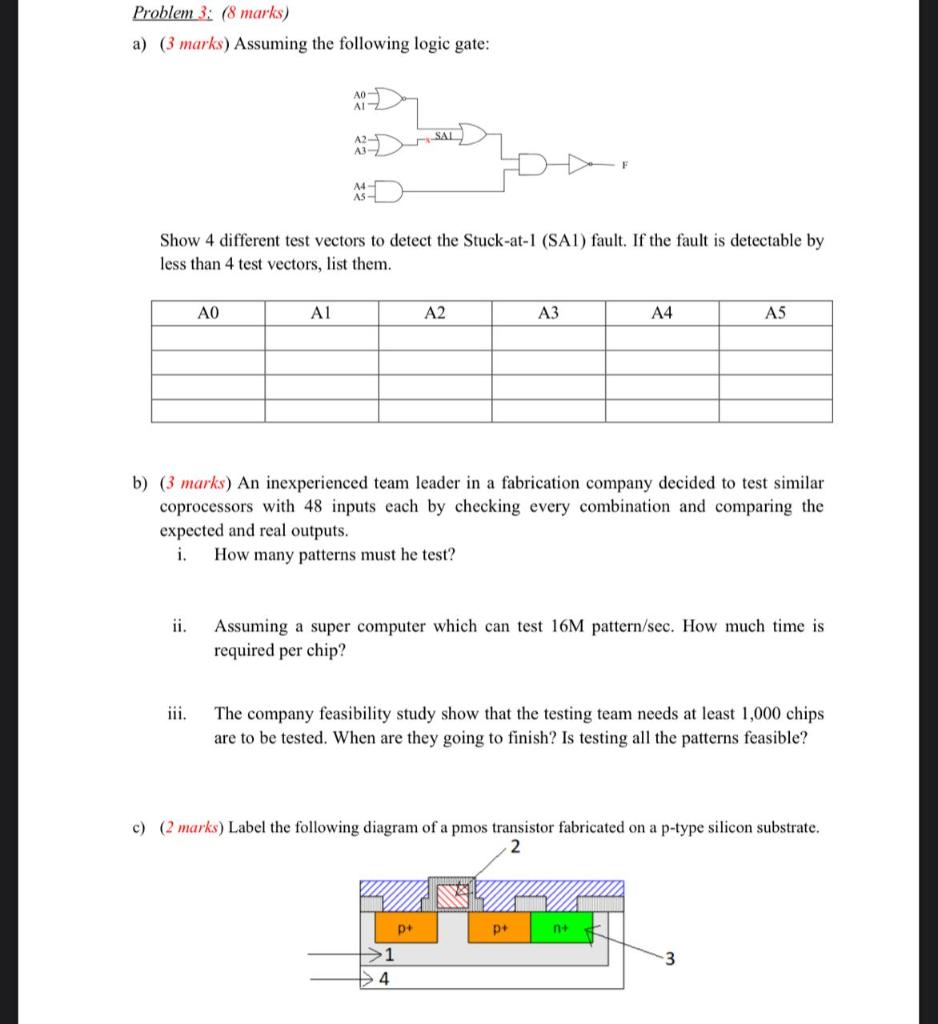 Solved Problem 3: (8 marks) a) (3 marks) Assuming the | Chegg.com