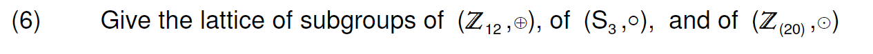 Solved (6) Give the lattice of subgroups of (Z12,®), of | Chegg.com