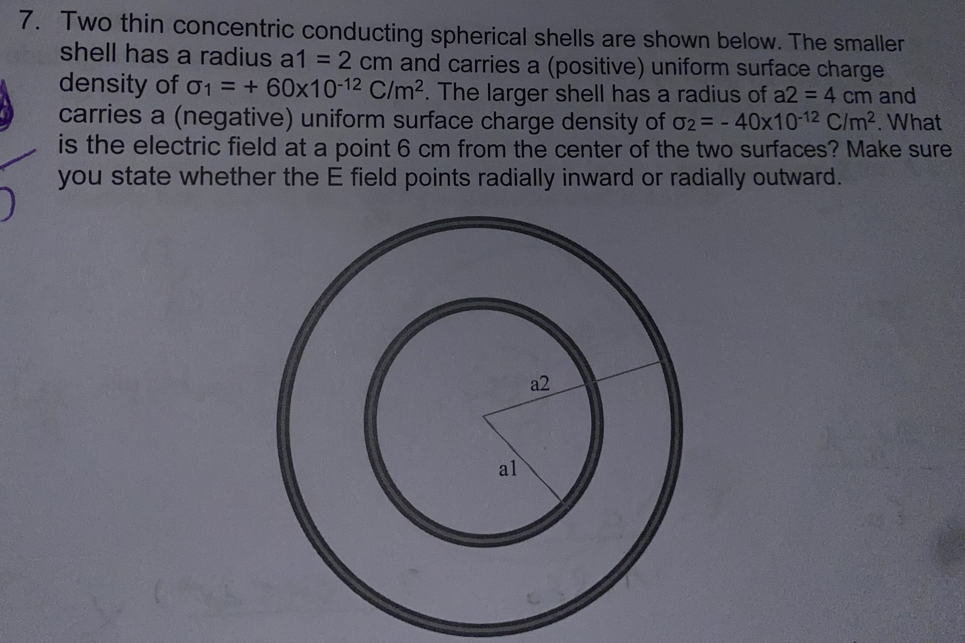 Solved Two thin concentric conducting spherical shells are | Chegg.com