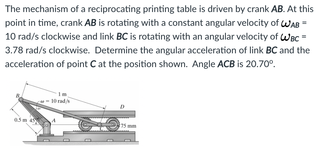Solved The mechanism of a reciprocating printing table is | Chegg.com
