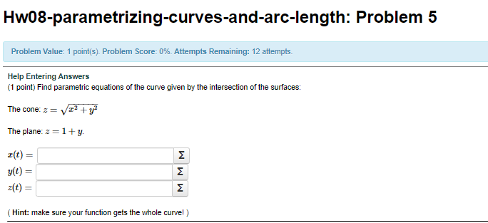 Solved Hw08 Parametrizing Curves And Arc Length Problem 5