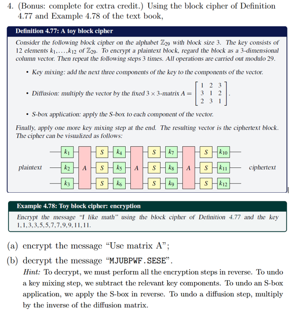 4. (Bonus: complete for extra credit.) Using the | Chegg.com