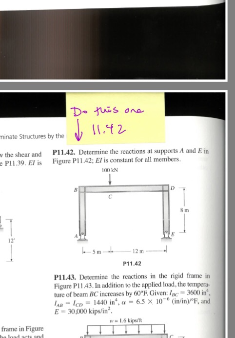 Solved minate Structures by the w the shear and P11.42. | Chegg.com