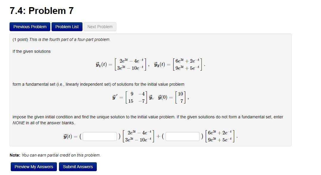 Solved (1 point) This is the fourth part of a four-part | Chegg.com