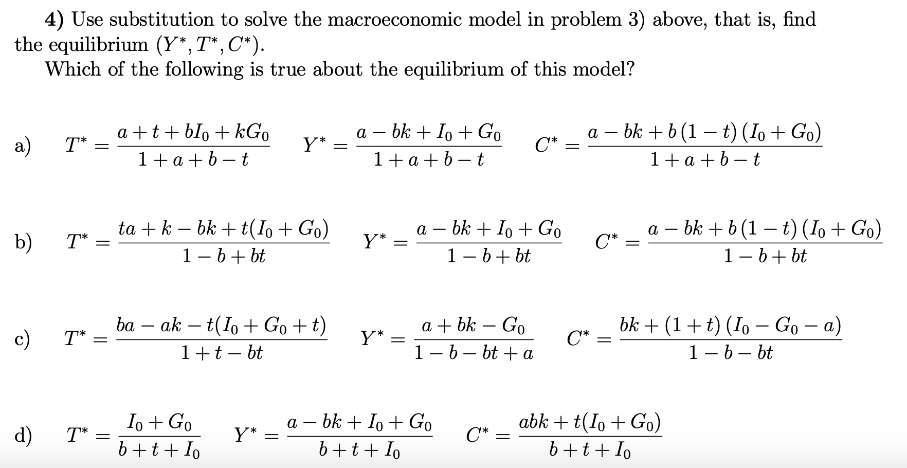 4) Use substitution to solve the macroeconomic model | Chegg.com