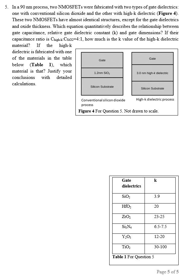 Solved 5. In a 90 nm process, two NMOSFETs were fabricated | Chegg.com
