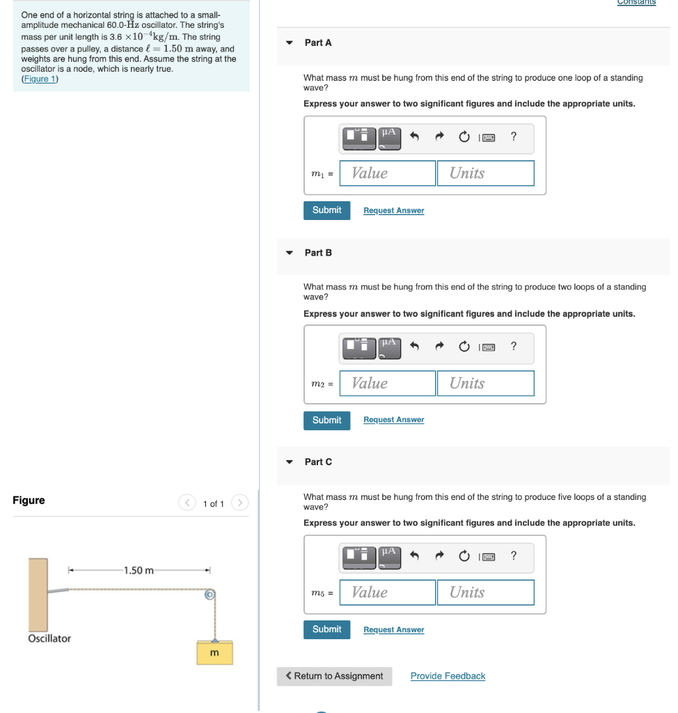 Solved Constants Part A One end of a horizontal string is | Chegg.com
