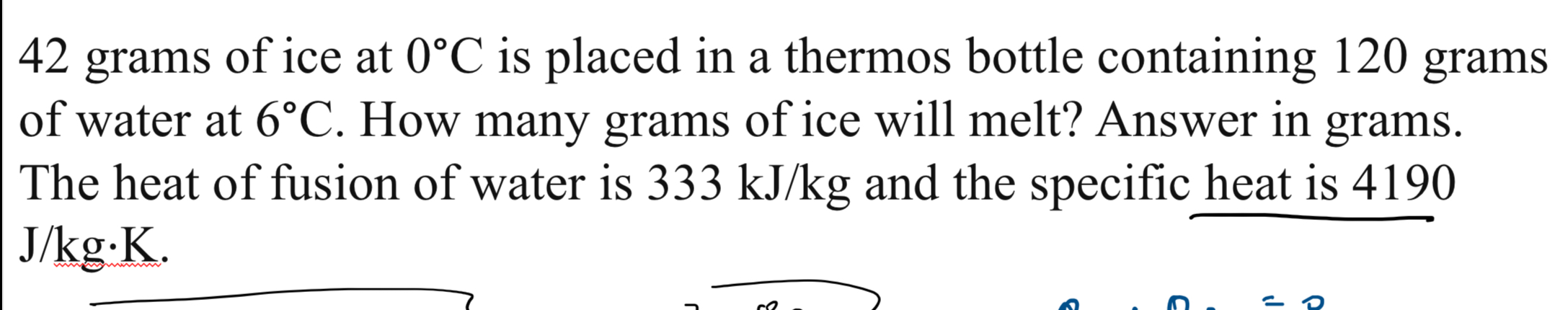 Solved 42 ﻿grams of ice at 0°C ﻿is placed in a thermos | Chegg.com