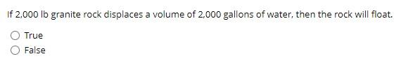 Solved if 2,000 lb granite rock displaces a volume of 2.000 | Chegg.com
