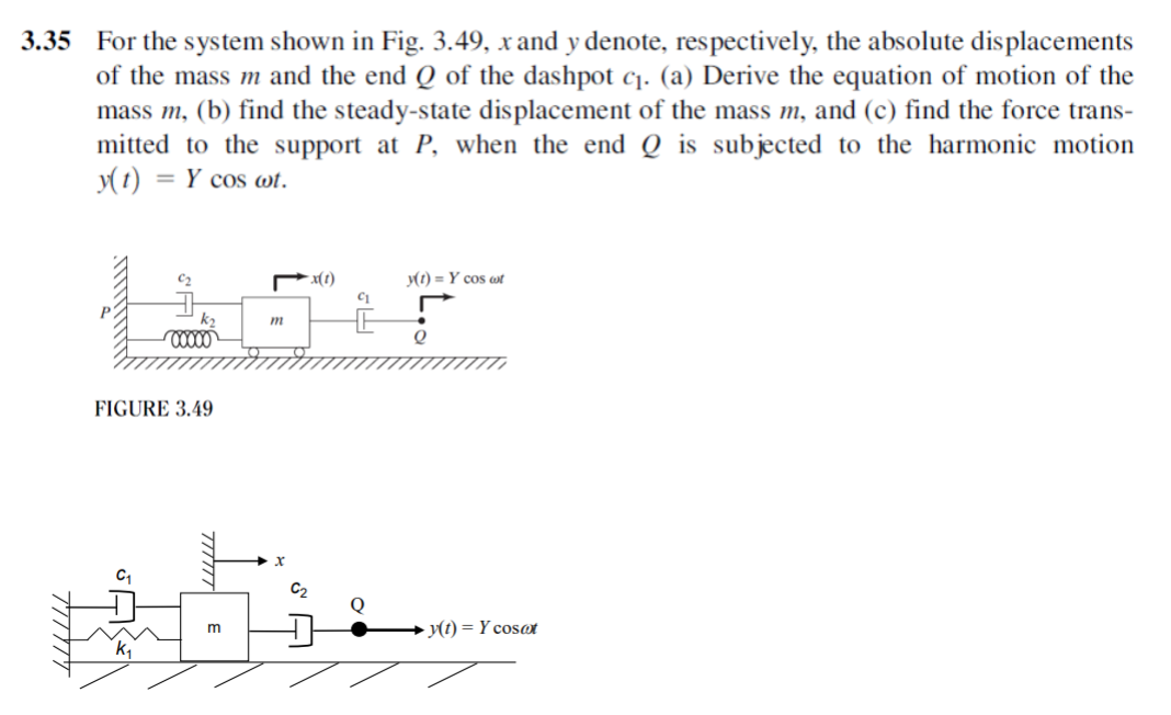 Solved 3 35 For The System Shown In Fig 3 49 X And Y