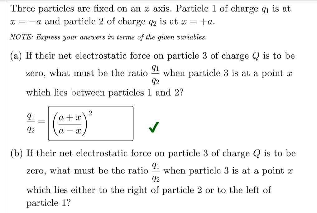 Solved Three particles are fixed on an x axis. Particle 1 of | Chegg.com