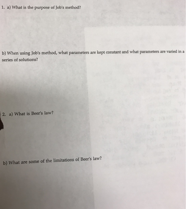 Solved 1. a) What is the purpose of Job's method? b) When | Chegg.com