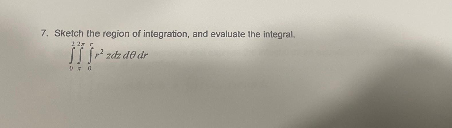 Solved 7. Sketch the region of integration, and evaluate the | Chegg.com