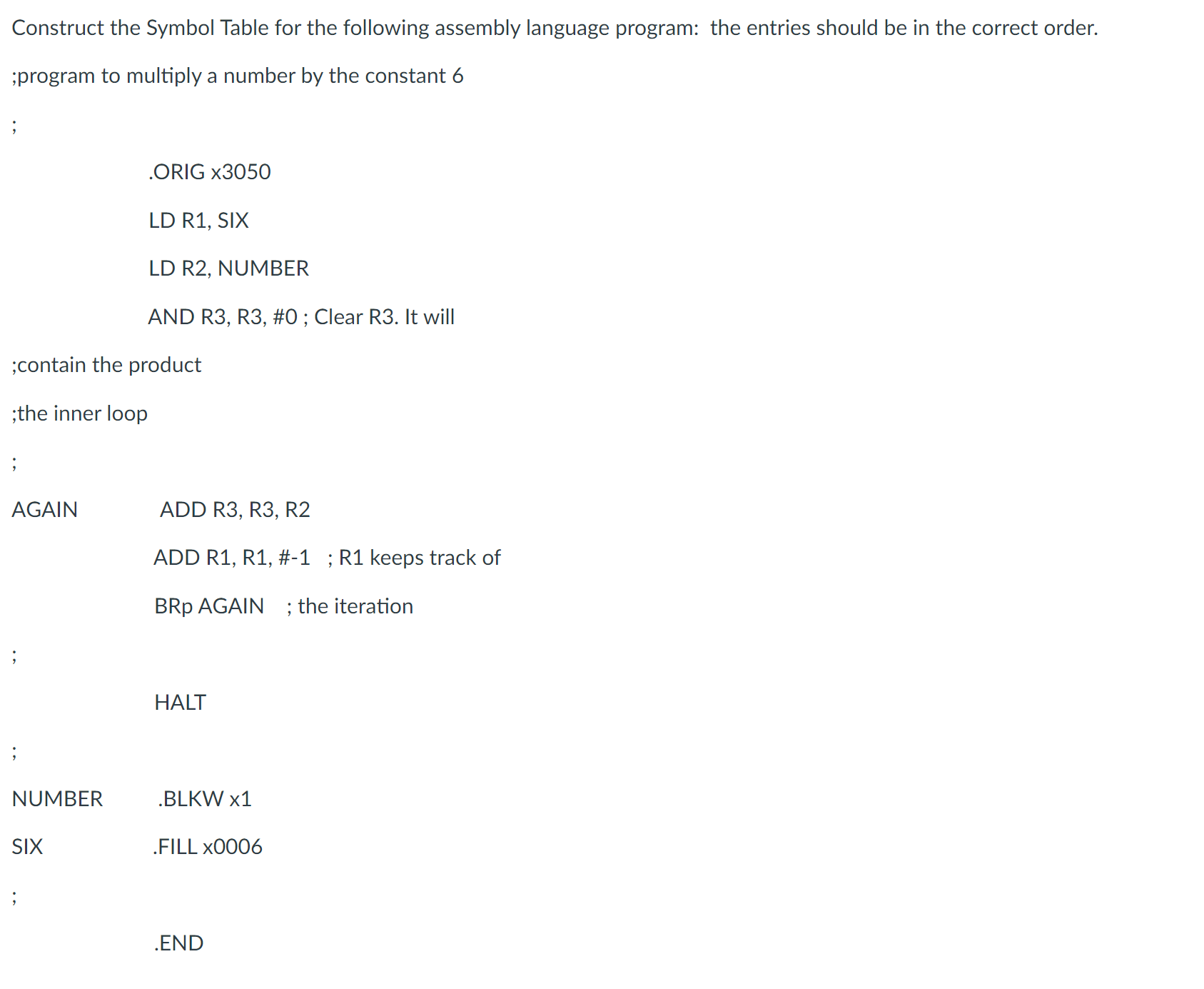 Solved Construct the Symbol Table for the following assembly | Chegg.com