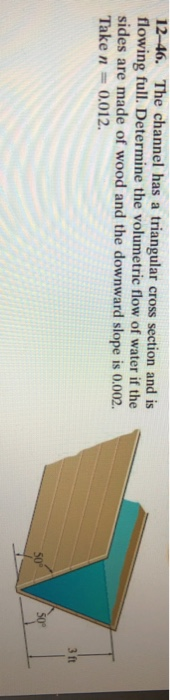 Solved 12-46. The channel has a triangular cross section and | Chegg.com