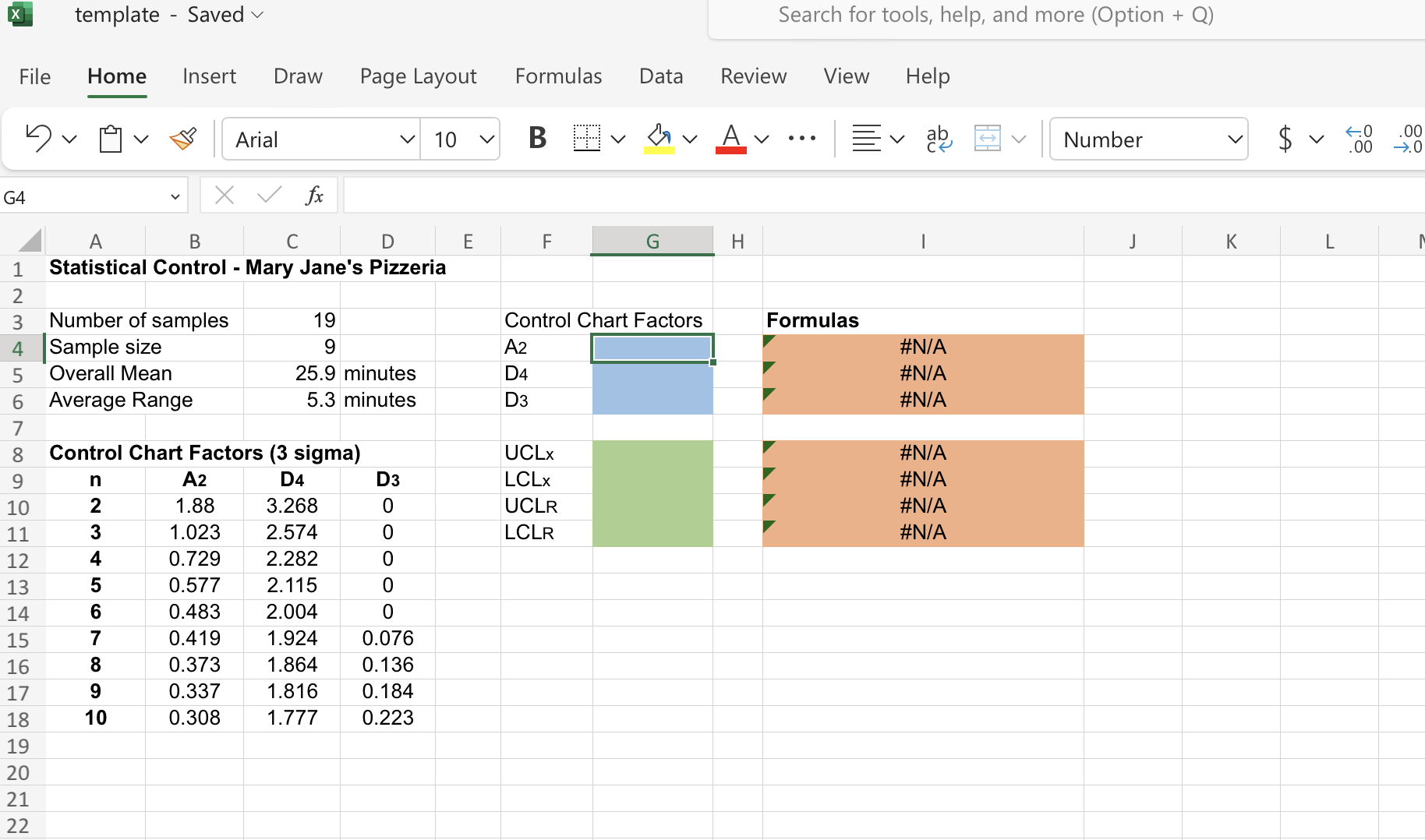 Solved Excel Online Structured Activity: Statistical Control | Chegg.com
