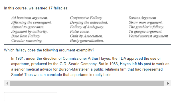 Solved In this course, we learned 17 fallacies: Ad hominem | Chegg.com