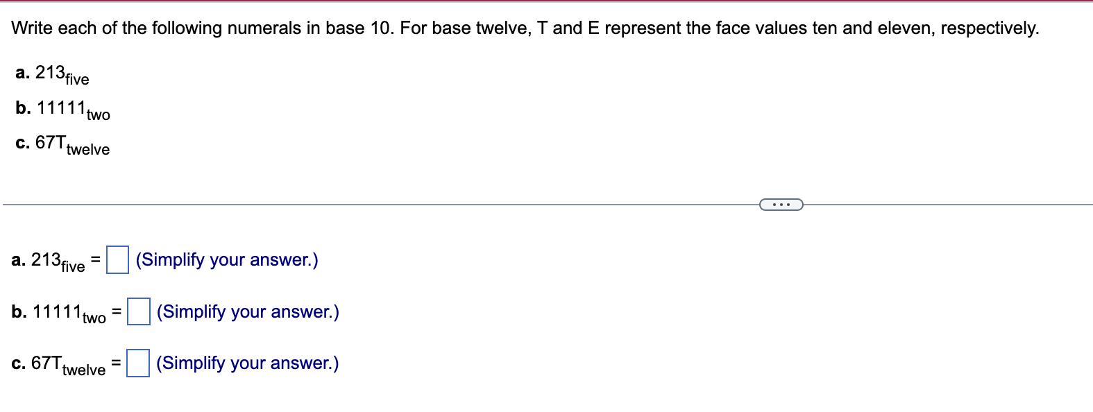 Solved Write each of the following numerals in base 10 . For | Chegg.com