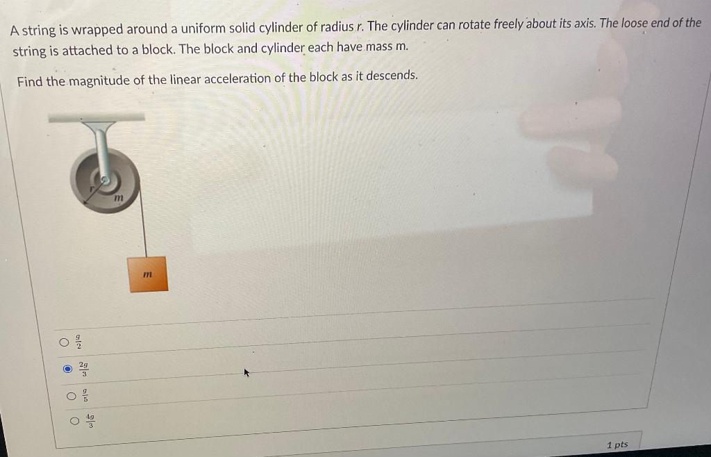 Solved A string is wrapped around a uniform solid cylinder | Chegg.com