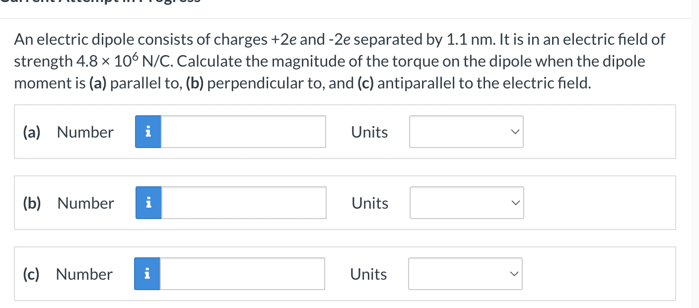 Solved An electric dipole consists of charges +2e ﻿and -2e | Chegg.com