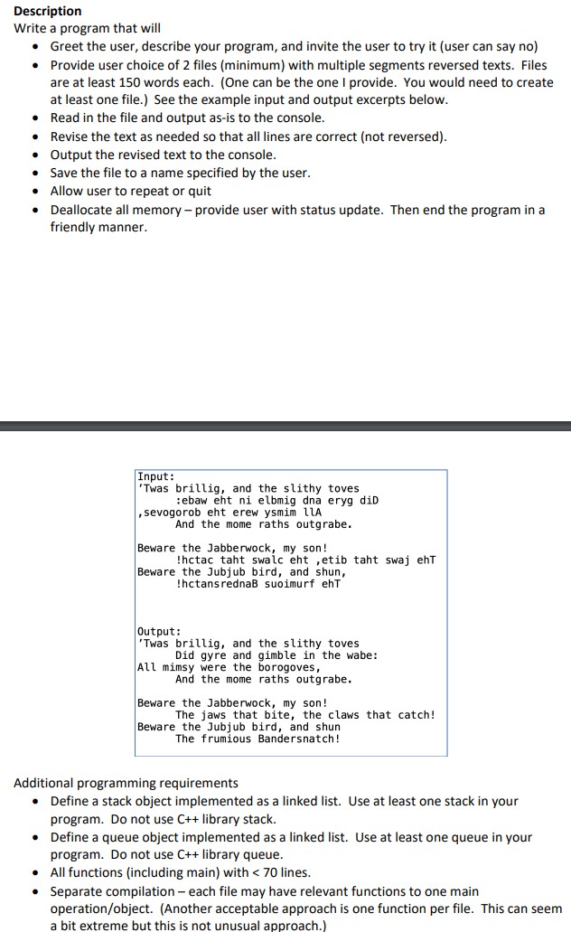 Description Write A Program That Will • Greet The 