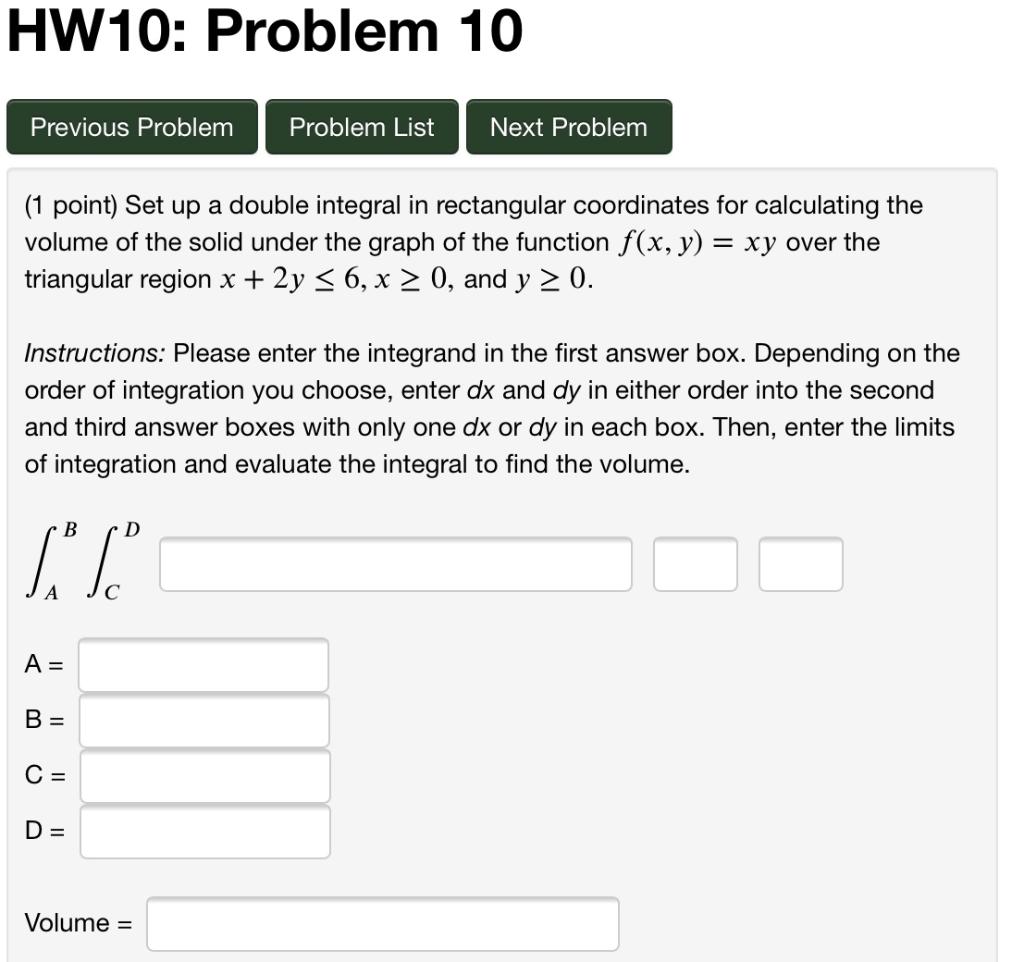 Solved HW10: Problem 10 Previous Problem Problem List Next | Chegg.com