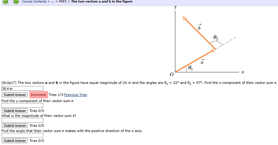 Solved The two vectors a and b in the figure have equal | Chegg.com