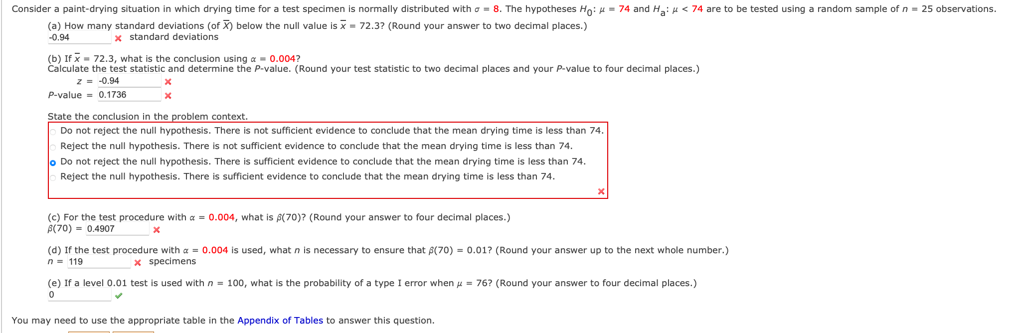 Solved (a) ﻿How many standard deviations (of x‾ ) ﻿below the | Chegg.com