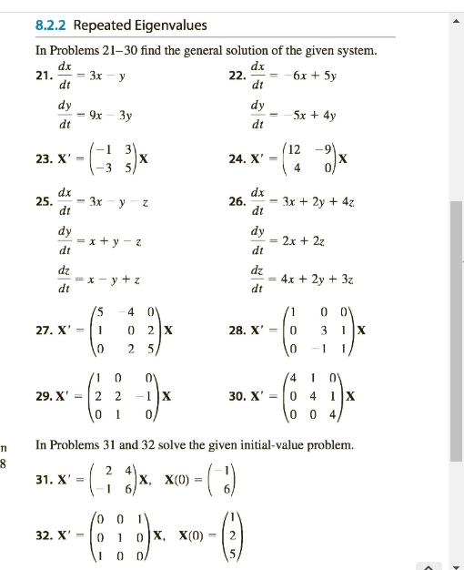 Solved 8.2.2 Repeated Eigenvalues In Problems 21–30 find the | Chegg.com