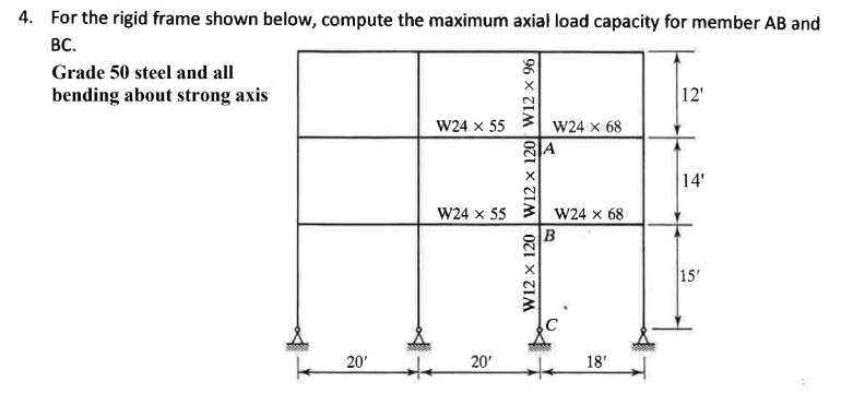 Solved 4. For the rigid frame shown below, compute the | Chegg.com