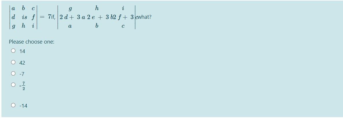 Solved а b d e с 9 f = 7 ise, 2d + 3a i a h i 2e + 36 2f + | Chegg.com