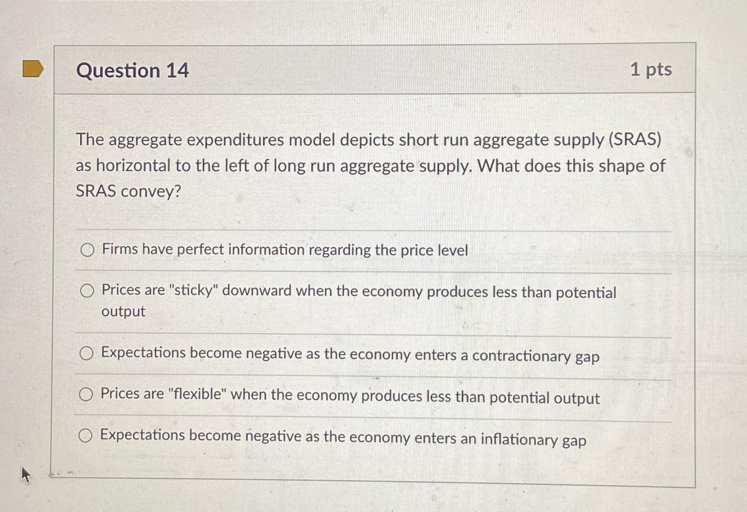 Solved Question 12 1 pts The long-run aggregate supply curve | Chegg.com