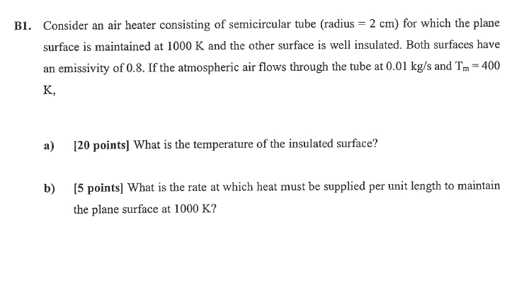 Solved B1. ﻿Consider an air heater consisting of | Chegg.com