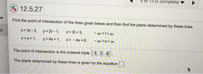 Solved 58f 13 ( complete) 12.5.27 e Find the point of | Chegg.com