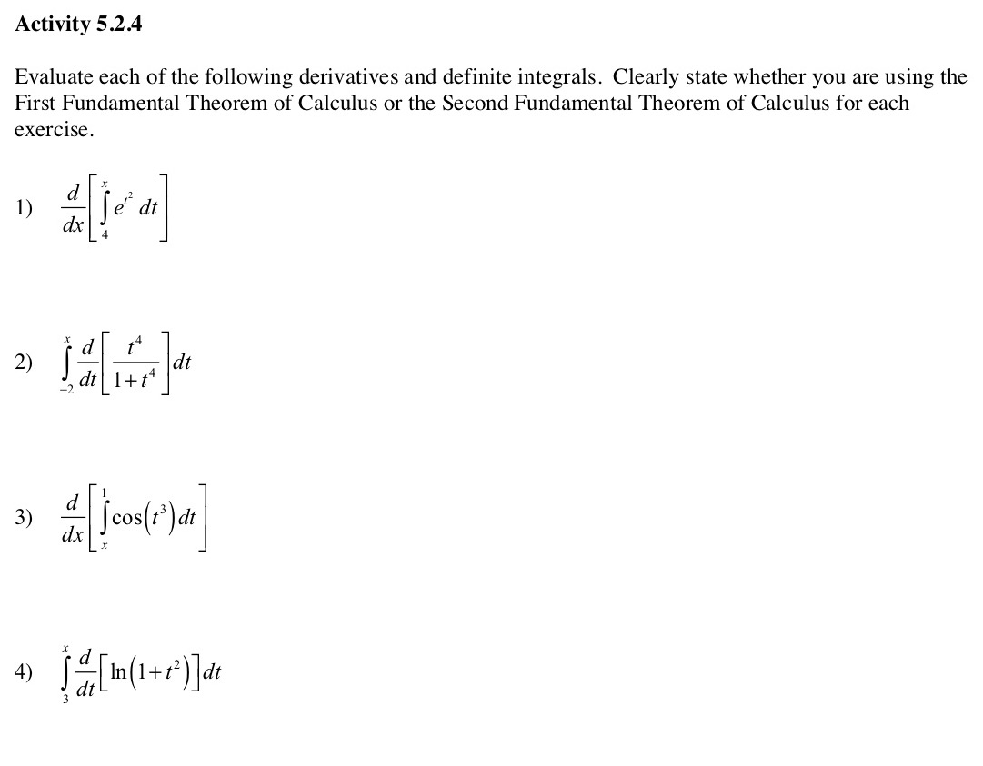 Solved Activity 5.2.4 Evaluate each of the following | Chegg.com