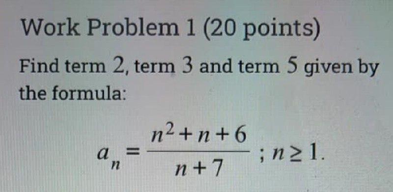 Solved Work Problem 1 (20 points) Find term 2, term 3 and | Chegg.com