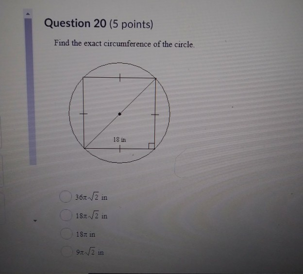 Solved Question 20 (5 points) Find the exact circumference | Chegg.com