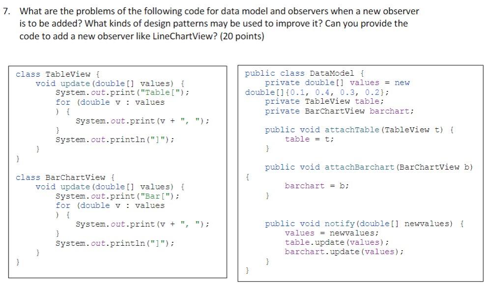 7. What are the problems of the following code for | Chegg.com