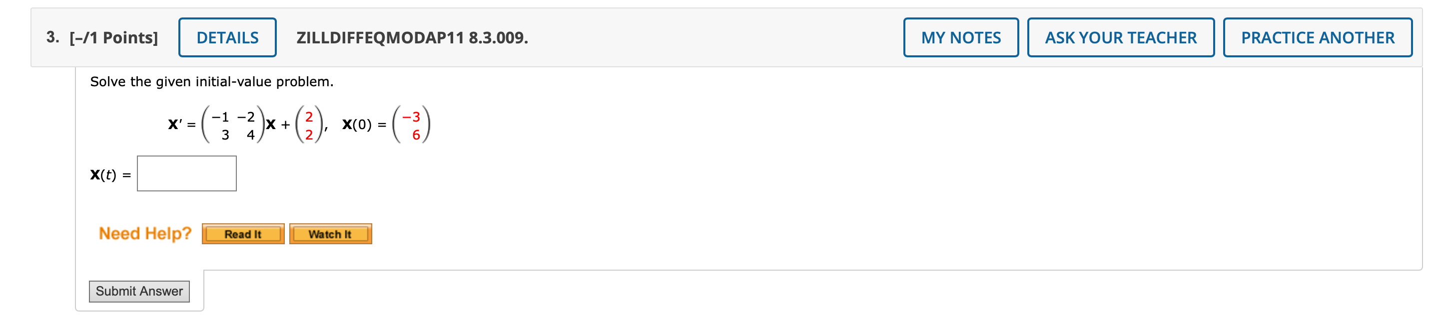Solved 3. [-/1 Points] DETAILS ZILLDIFFEQMODAP11 8.3.009. MY | Chegg.com