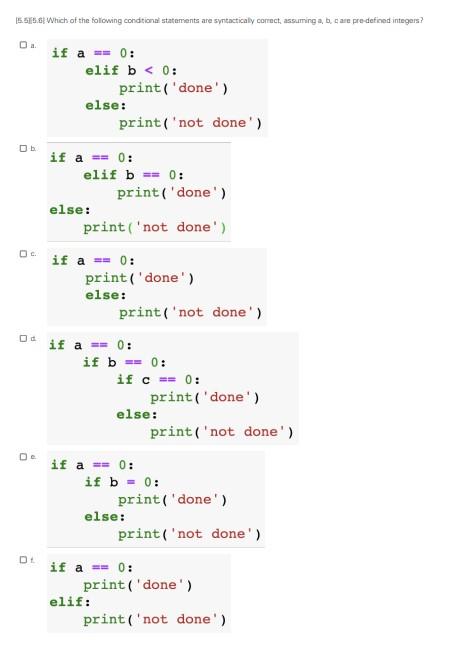 Solved [E. II F. ut Which of the following cond tional | Chegg.com