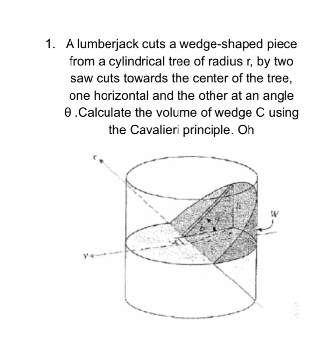 Solved 1. A lumberjack cuts a wedge-shaped piece from a | Chegg.com