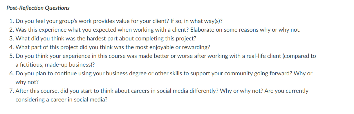 Solved Post-Reflection Questions 1. Do you feel your group's | Chegg.com