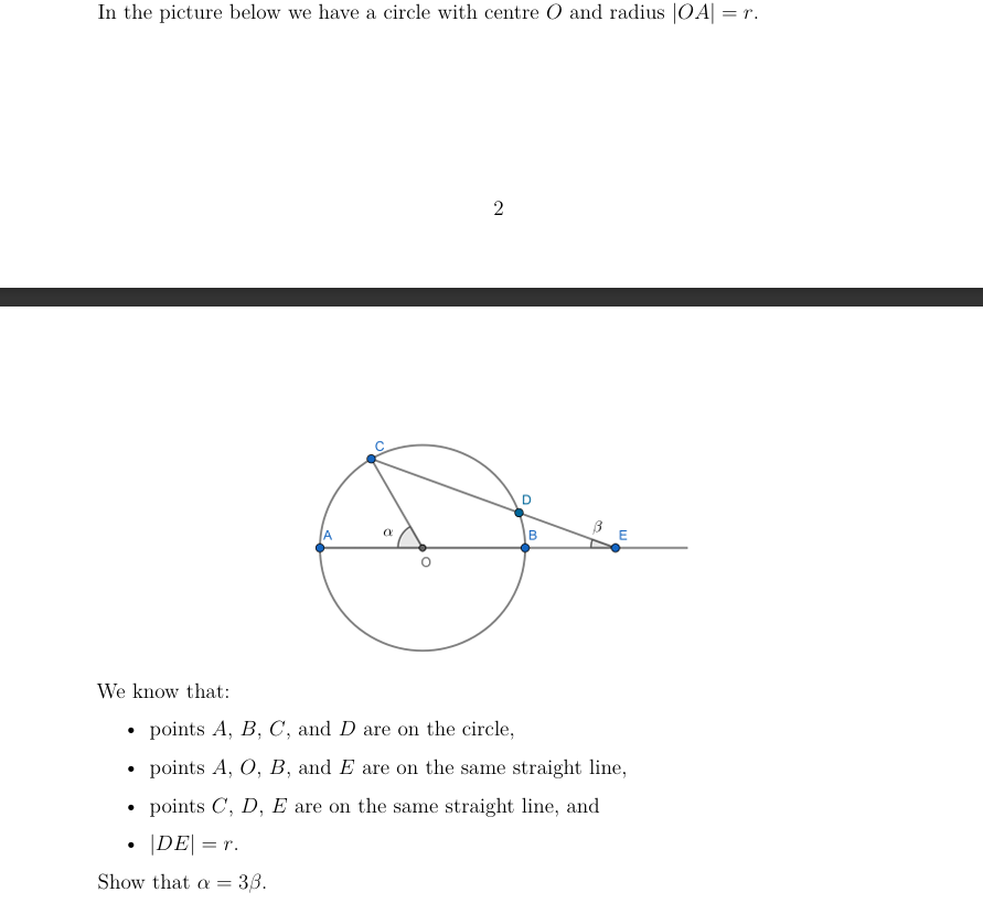 In ﻿the picture below we ﻿have a circle with centre O | Chegg.com