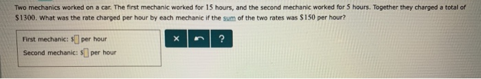 Solved Two mechanics worked on a car. The first mechanic | Chegg.com