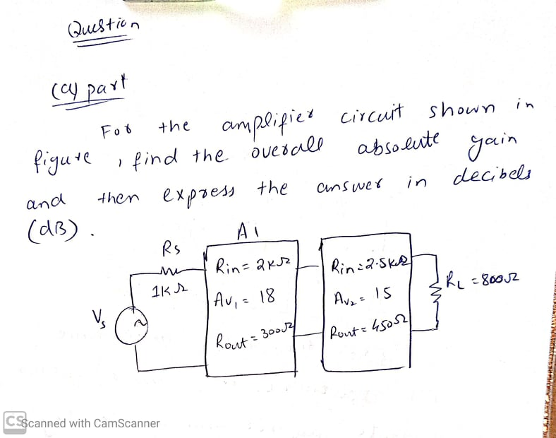 Solved Question the answer in (cy part For amplified circuit | Chegg.com
